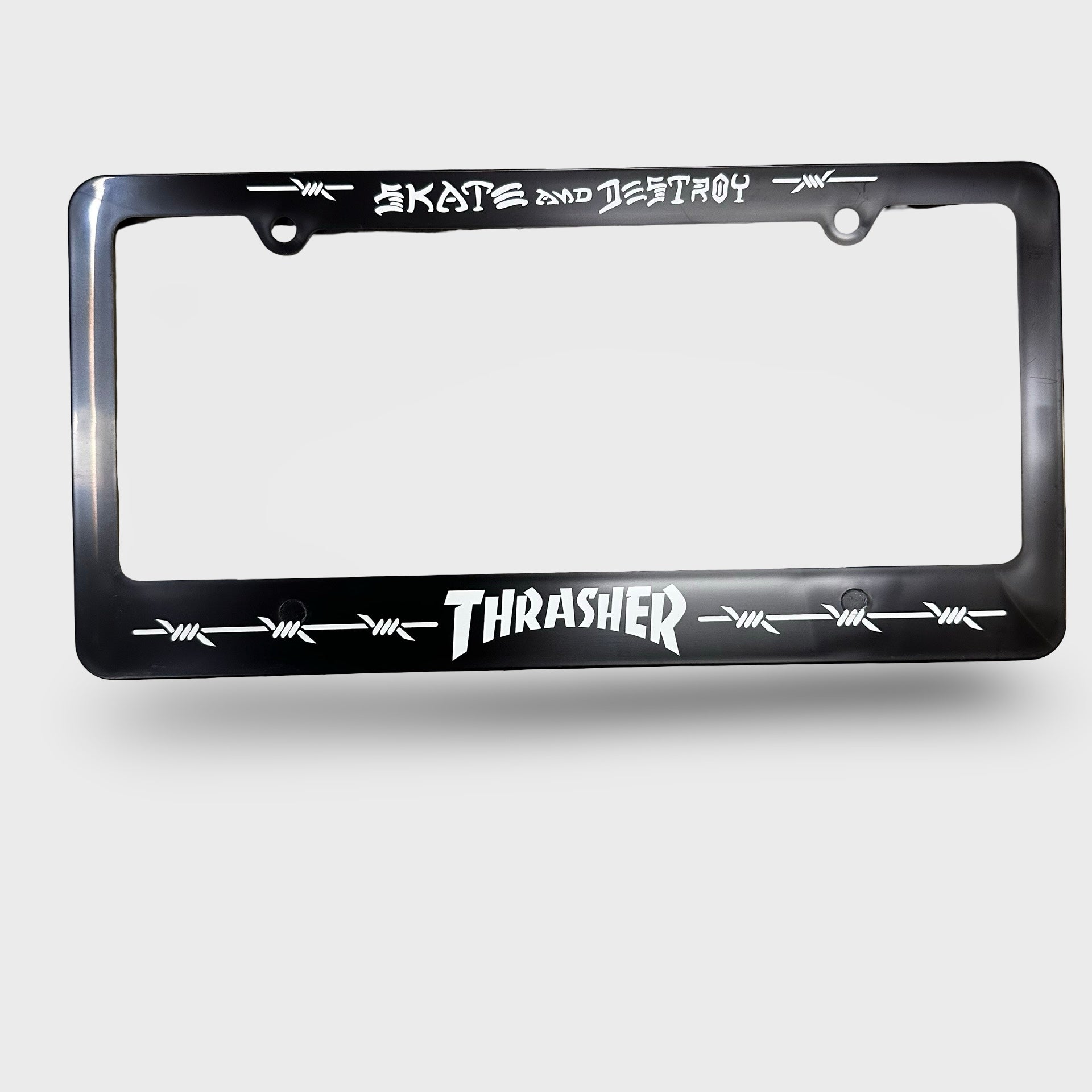 Thrasher Barbed Wire License Plate Holder – Krudco. Skateshop